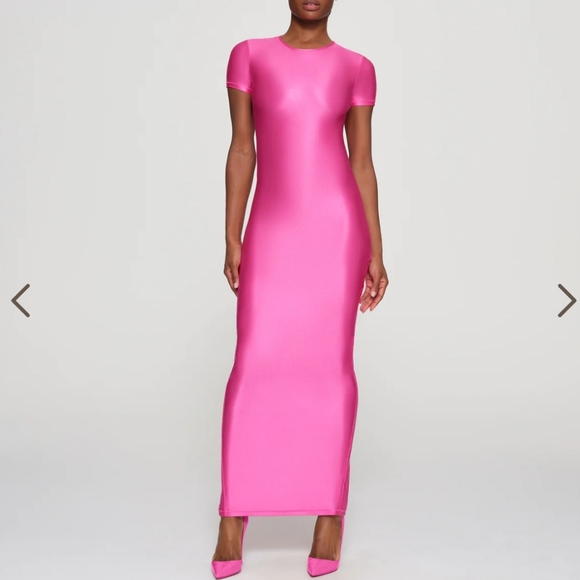 SKIMS | Dresses | Skims Shine Jersey Long Dress Hot Pink | Poshmark